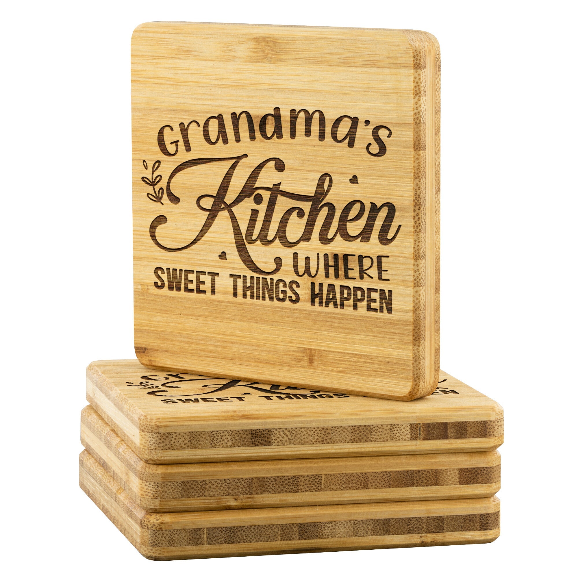 Grandma's Sweet Things Bamboo Coasters – I Love Heartstrings
