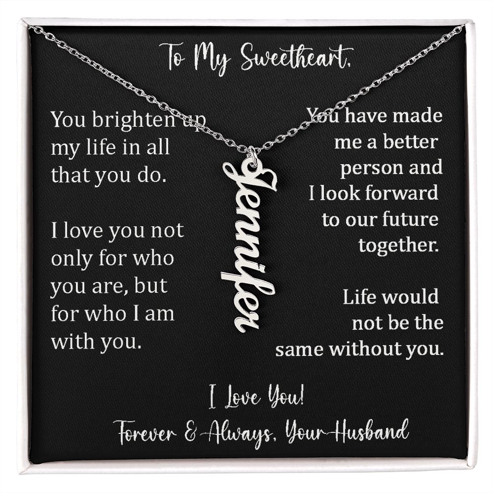 Personalized Vertical Name Necklace for Sweetheart, Gift from husband ...